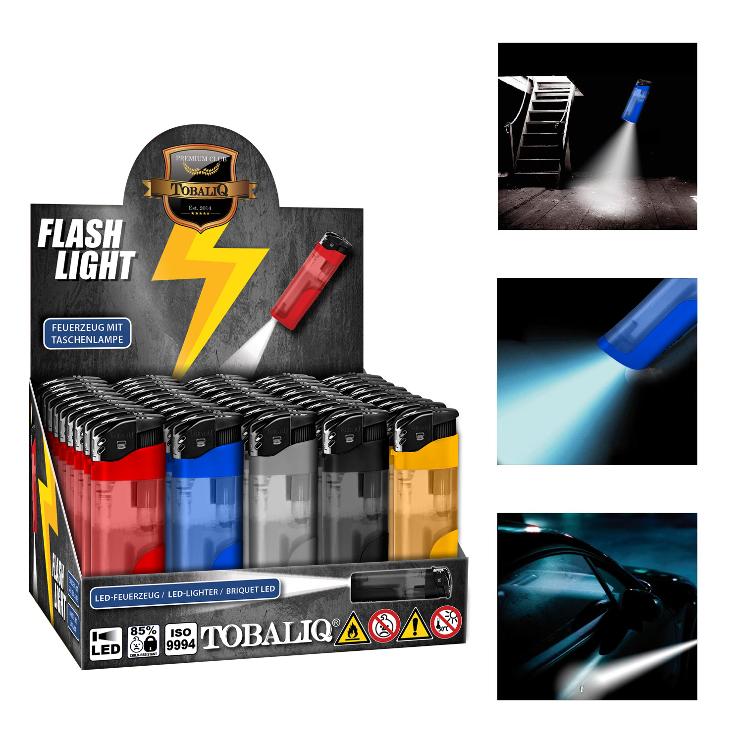 TOBALIQ LED-Feuerzeug FLASH LIGHT Mix - Premium24 GmbH