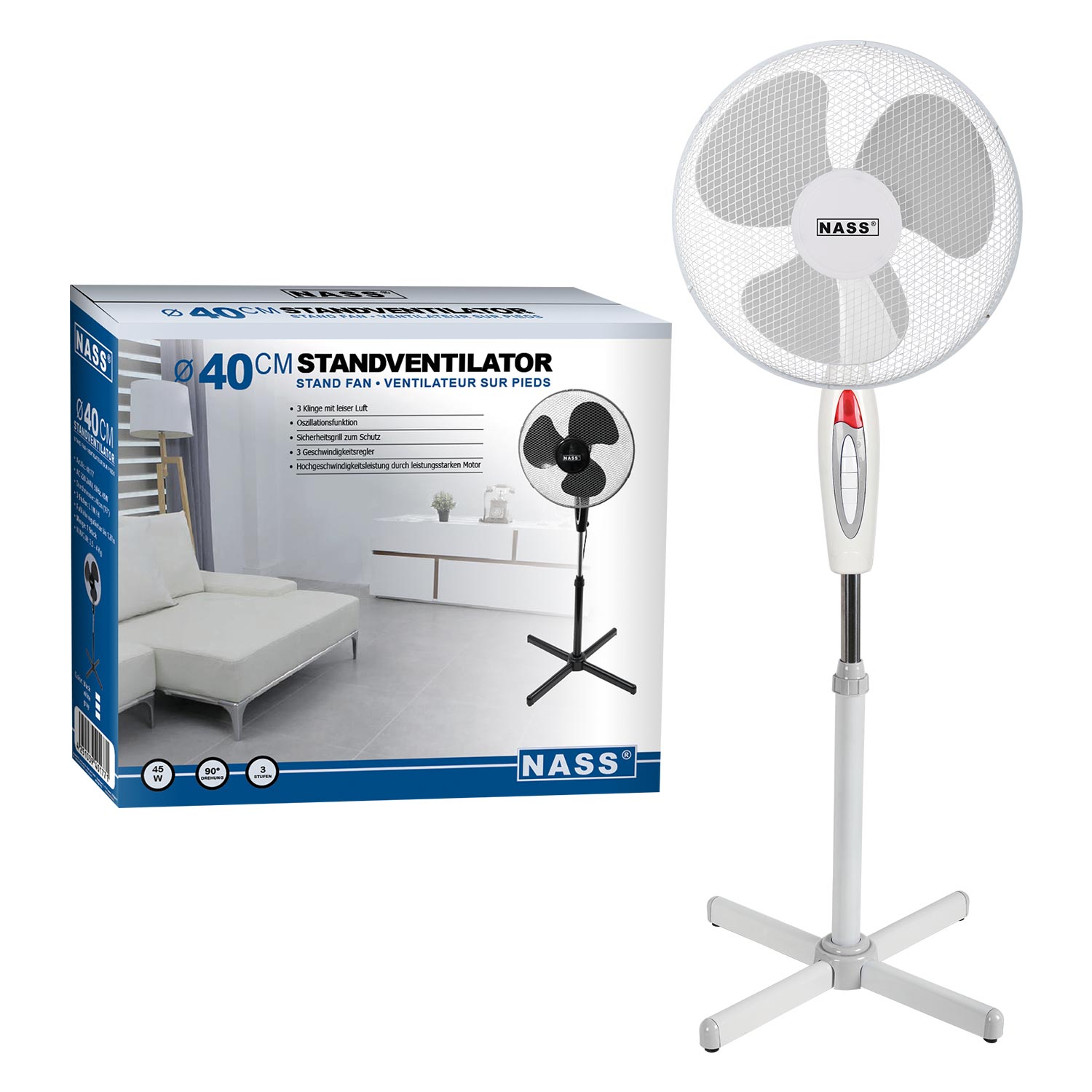Standventilator 3 Stufen in Weiß - Premium24 GmbH
