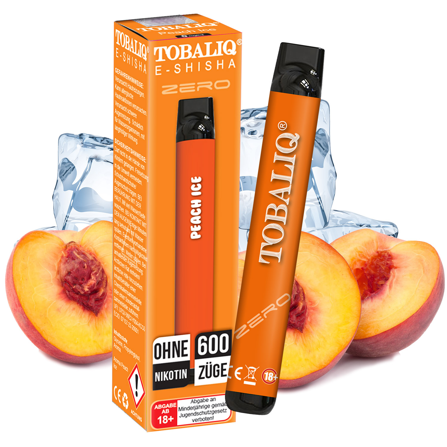 TobaliQ E-Shisha 600Puffs – Ohne Nikotin – Peach Ice - Premium24 GmbH