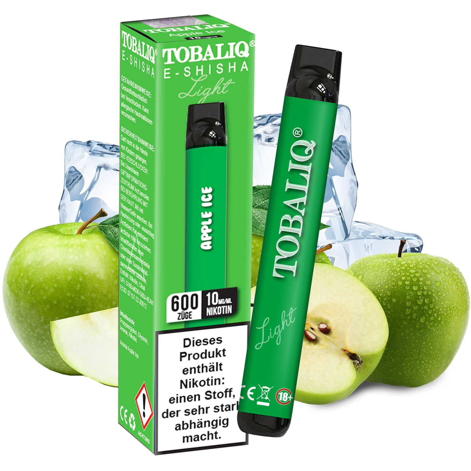 TobaliQ E-Shisha 600Puffs – 10mg Nikotin – Apple Ice - Premium24 GmbH