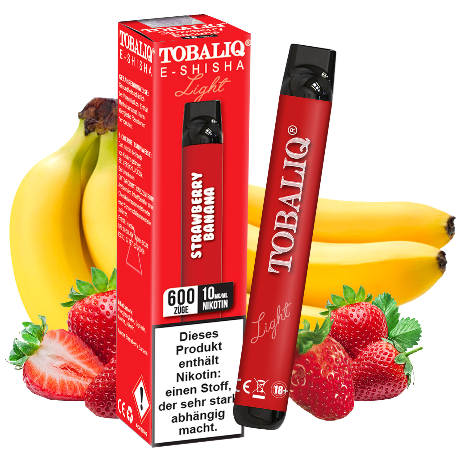 TobaliQ E-Shisha 600Puffs – 10mg Nikotin – Strawberry Banana ...