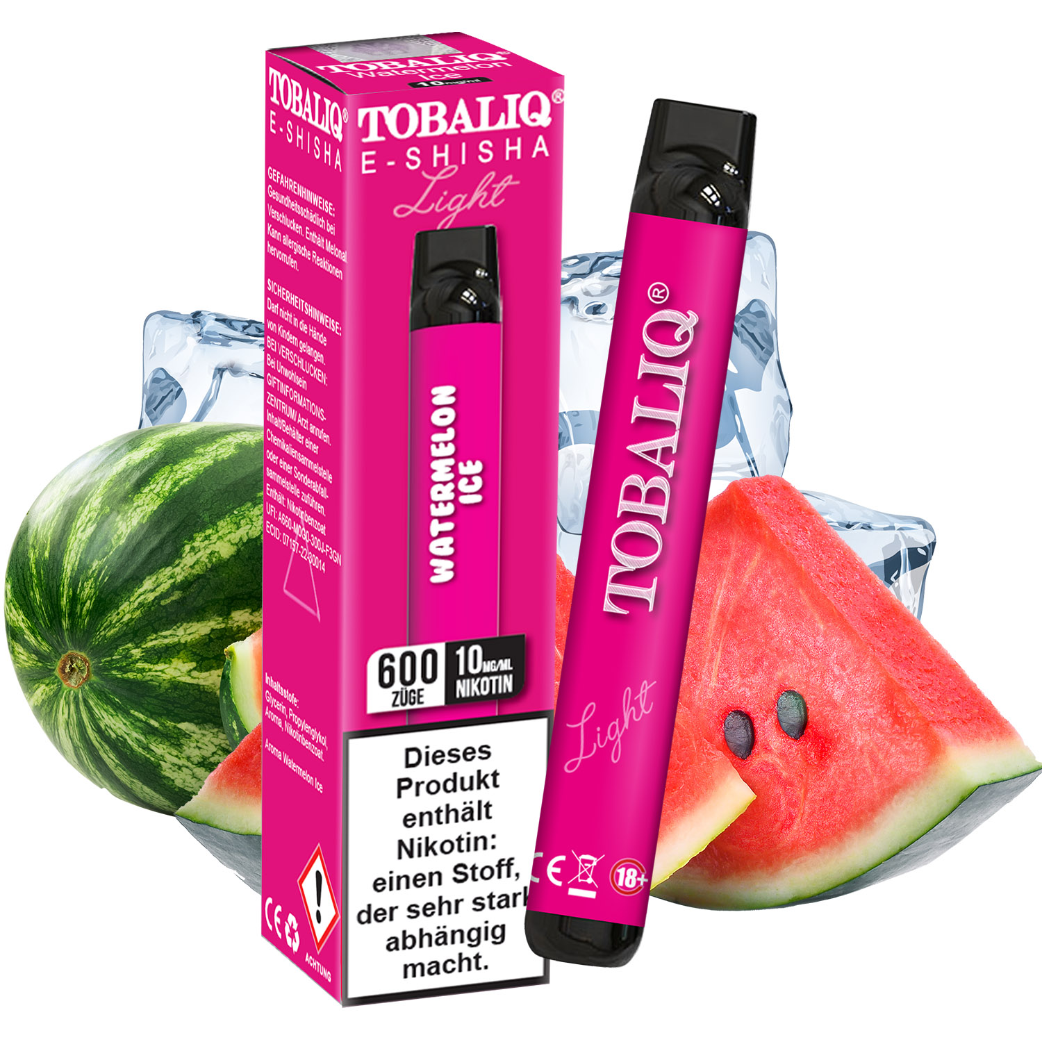 TobaliQ E-Shisha 600Puffs – 10mg Nikotin – Watermelon Ice - Premium24 GmbH