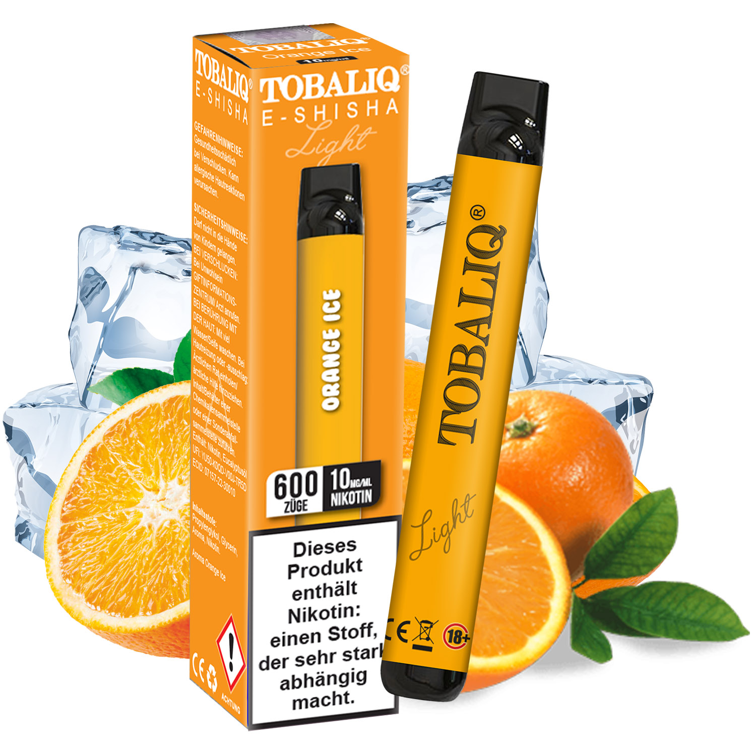 TobaliQ E-Shisha 600Puffs – 10mg Nikotin – Orange Ice - Premium24 GmbH